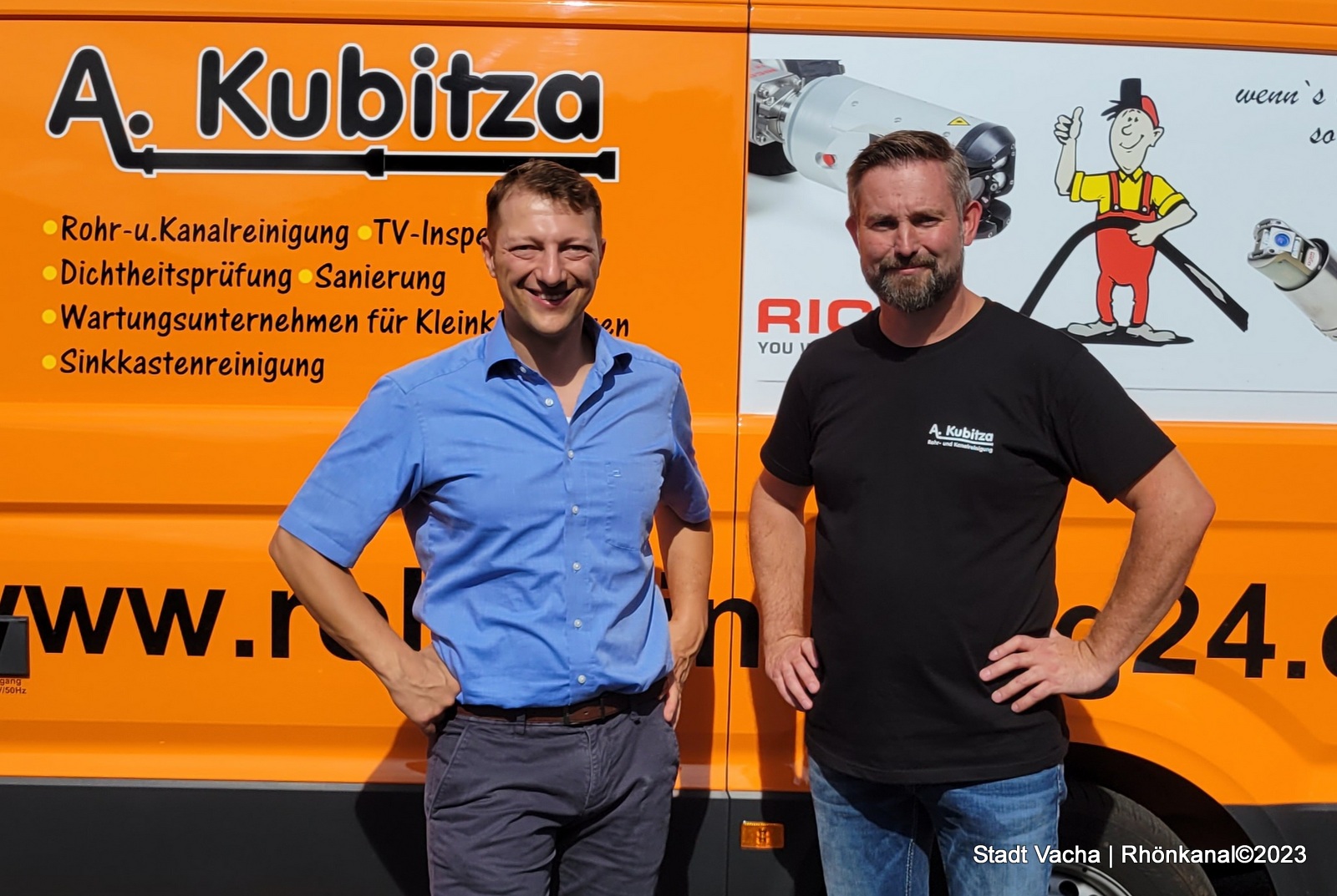 Bürgermeister gratuliert zum Jubiläum – 20 Jahre Rohr- & Kanalreinigung Kubitza in Vacha ...